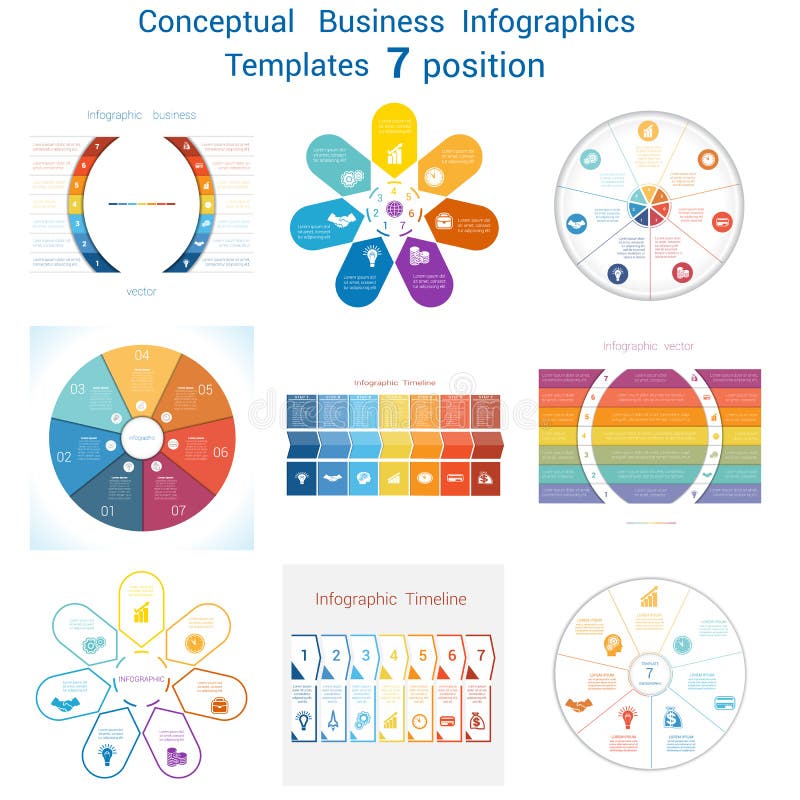 Set Templates Infographics For Seven Positions Text Area Stock Vector ...