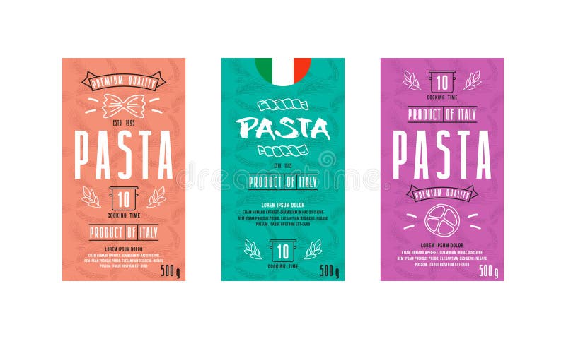 Set of Templates Label for Pasta Stock Vector - Illustration of food ...