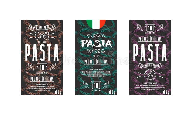 Set of Templates Label for Pasta Stock Vector - Illustration of banner ...