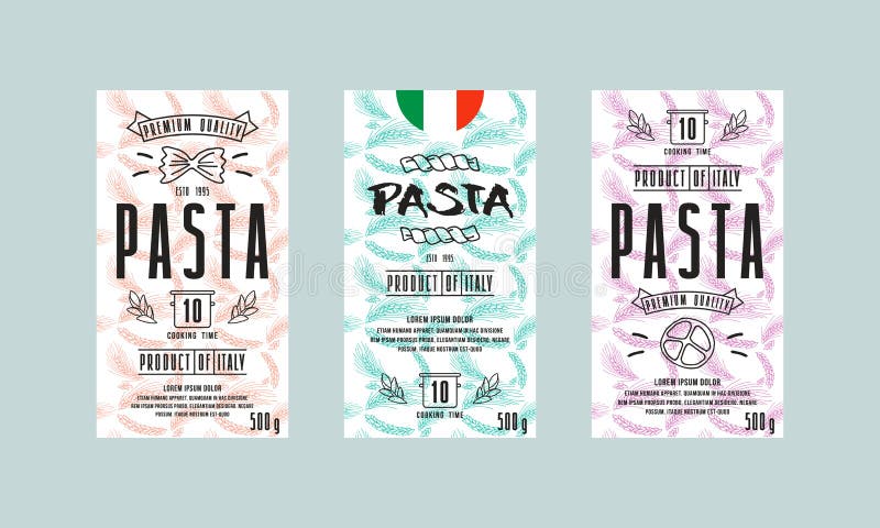 Set of Templates Label for Pasta Stock Vector - Illustration of flyer ...