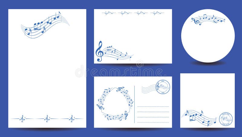Set of Templates for Music Events - Blue Musical Notes on White ...