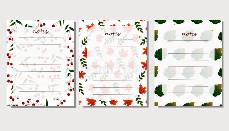 A Set of Templates for Planning, Writing Notes. Collection with a ...