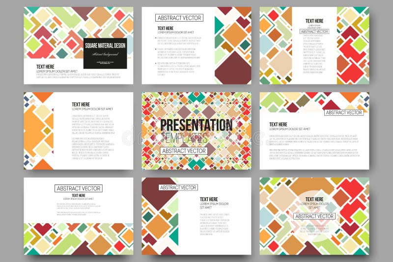 Set of 9 Templates for Presentation Slides. Material Design. Colored ...