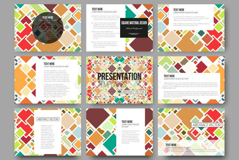 Set of 9 Templates for Presentation Slides. Material Design. Colored ...