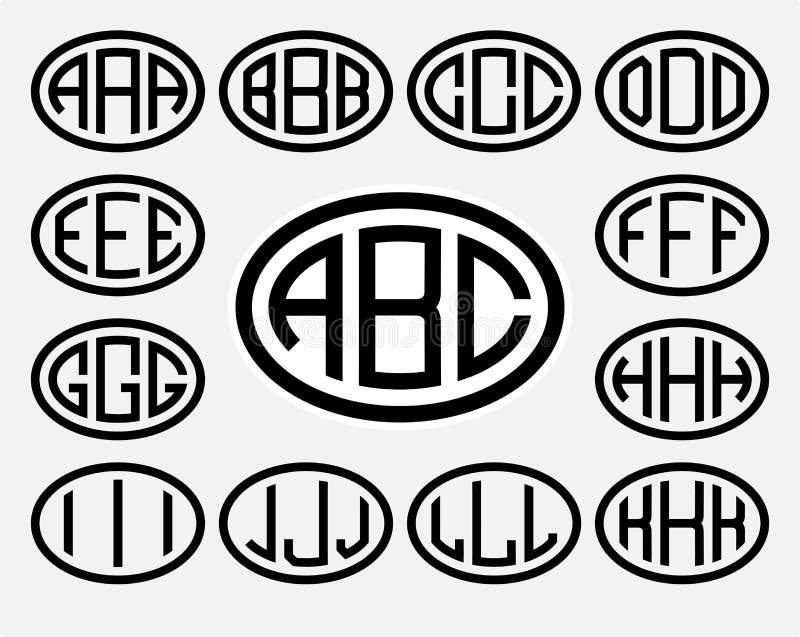 Set 1 of Templates from Three Capital Letters Inscribed in a Oval. from ...
