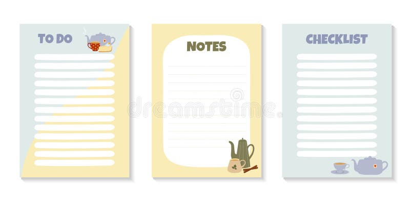 Set of Templates for To Do List, Notes and Checklist with Colorful ...