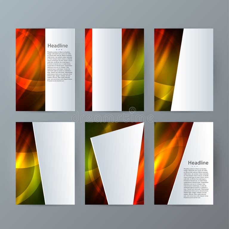 Set Templates Vertical Brochure Mockup Hot Glow Effect05 Stock Vector ...
