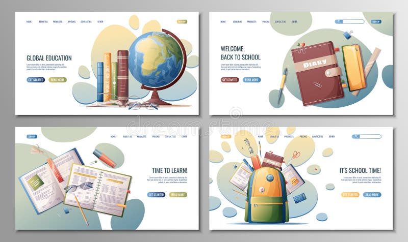Set of Templates Web Page Design. Back To School Landing Page Set ...