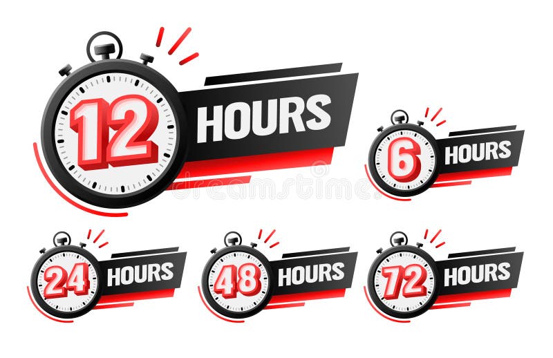 Set of Temporary Timers, Hours of Time Left. Vector Illustration Stock ...