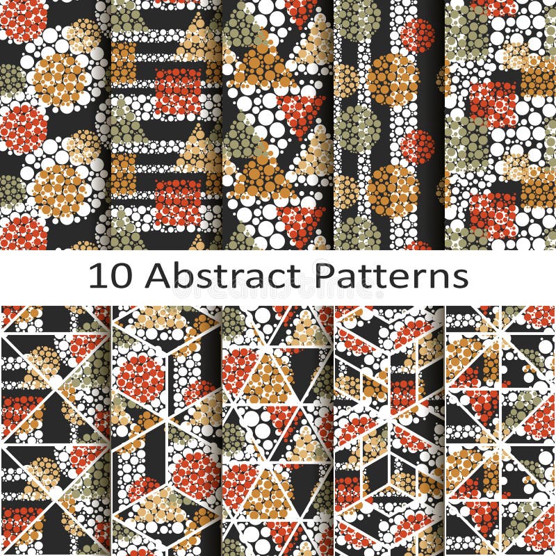 Set of Ten Abstract Patterns Stock Vector - Illustration of square ...
