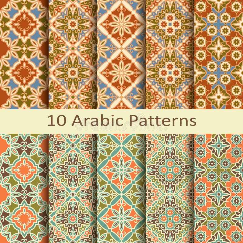 Set of ten arabic patterns stock vector. Illustration of vector - 60970115