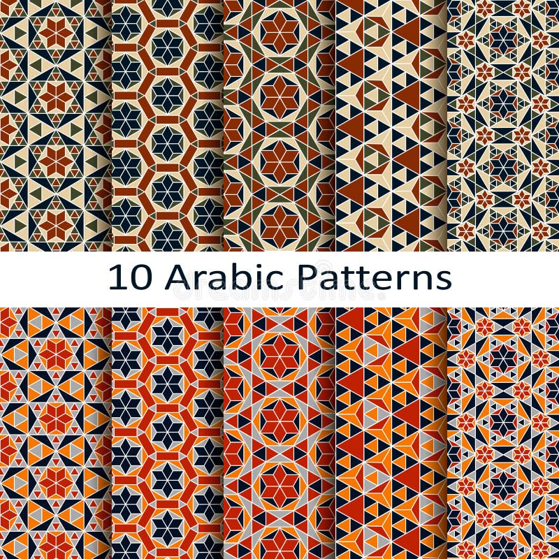 Set of Arabic Seamless Patterns. Stock Vector - Illustration of figure ...