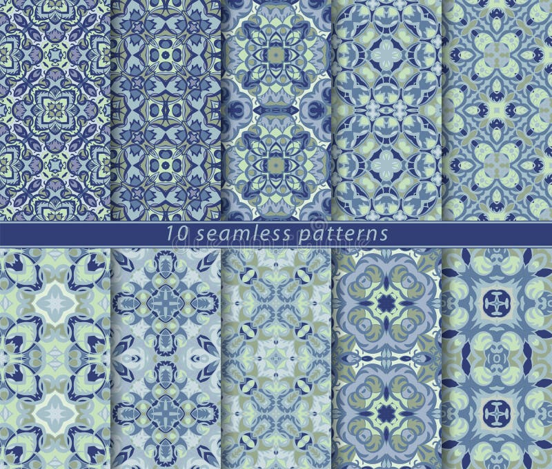 Set of ten arabic patterns stock vector. Illustration of vector - 60970115