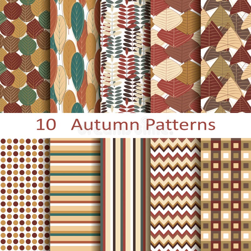 Set of ten autumn pattern stock vector. Illustration of season - 43678016