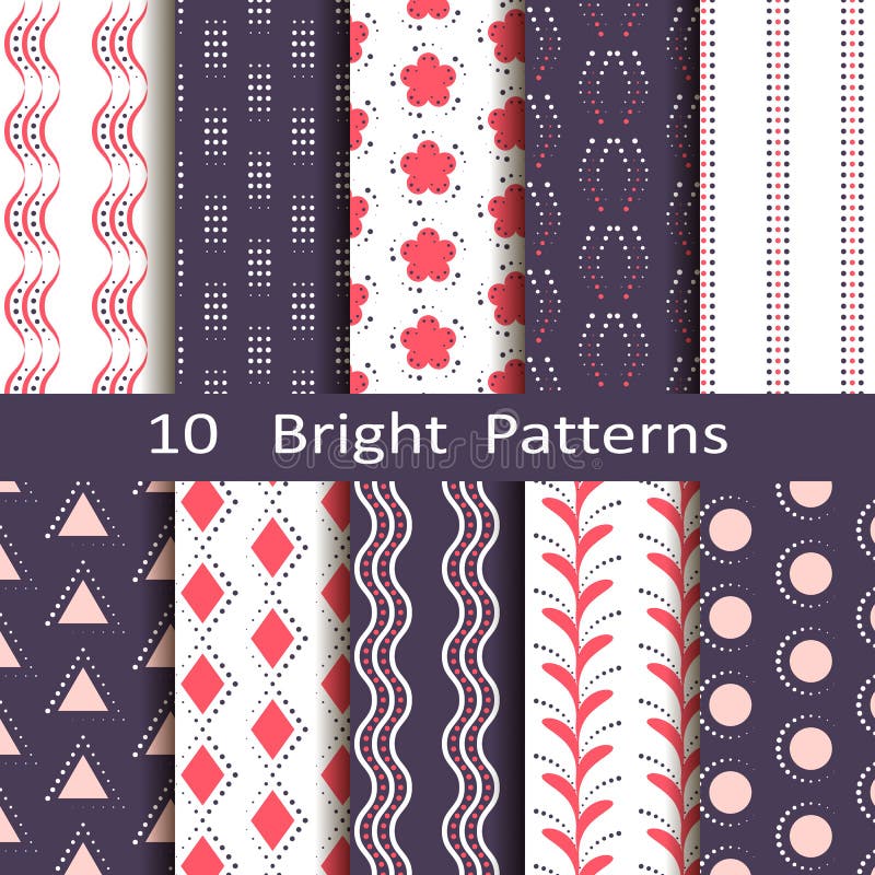 Set of ten bright patterns stock vector. Illustration of square - 45610777