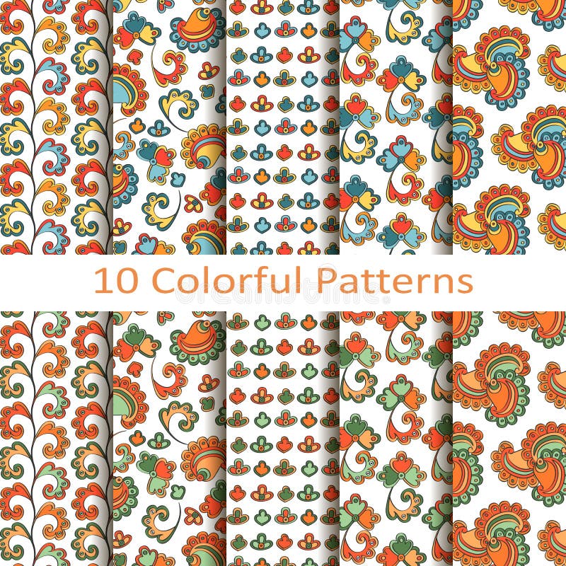 Set of Ten Colorful Patterns Stock Vector - Illustration of design ...