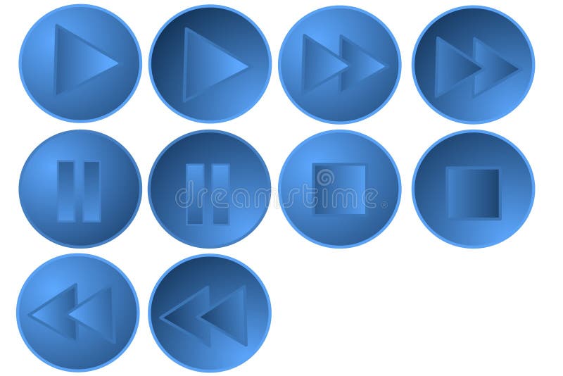 Set of Ten Control Buttons stock illustration. Illustration of forward ...