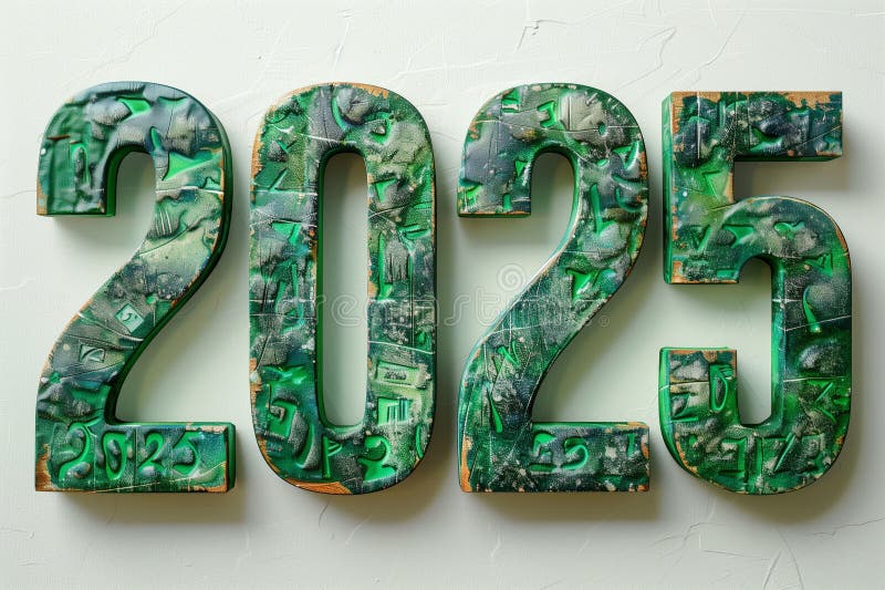 Set of Ten Different Green 2020 Number Icons Repeated Twice Stock Photo ...