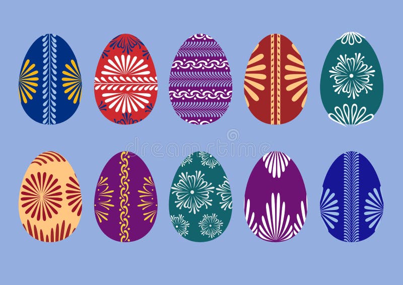 Set of ten Easter eggs stock vector. Illustration of easter - 8777102