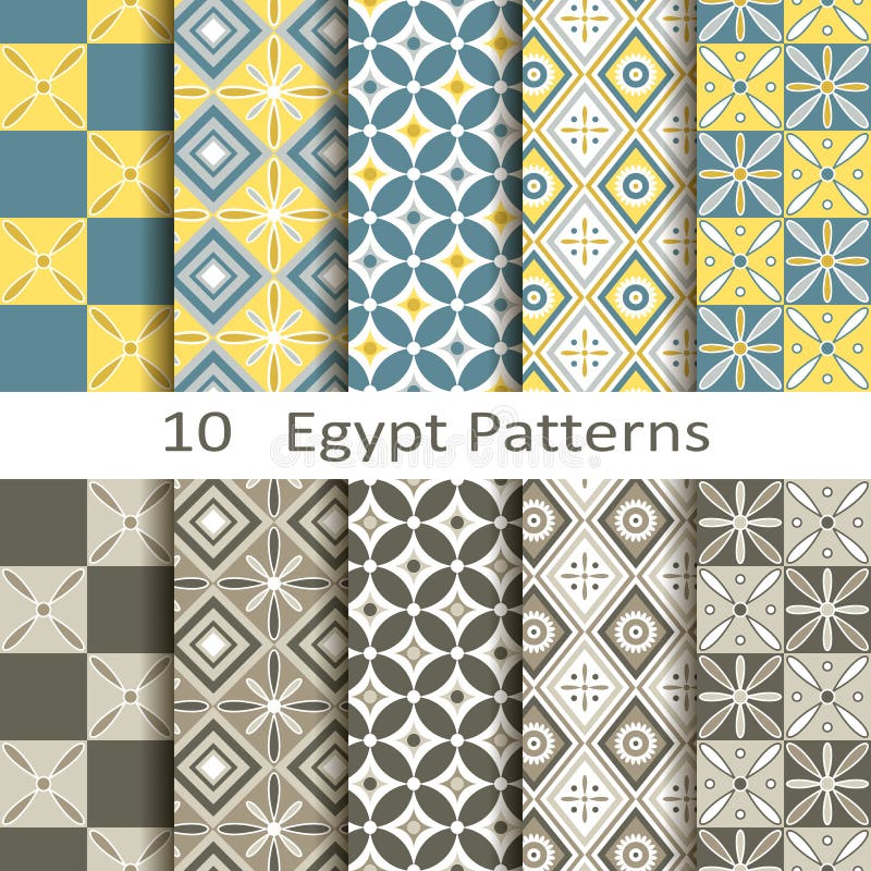 Set of ten Egypt patterns stock vector. Illustration of tradition ...