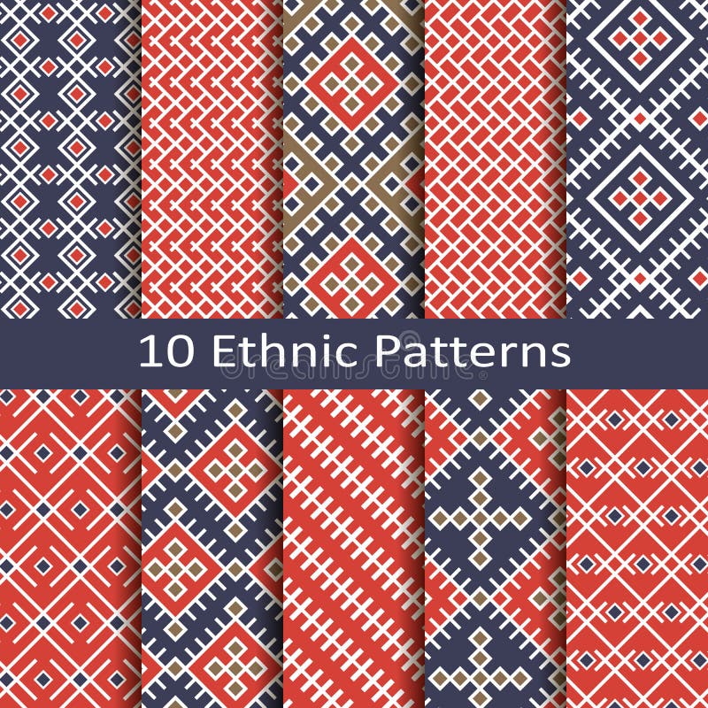 Set of ten ethnic patterns stock vector. Illustration of pretty - 54544667