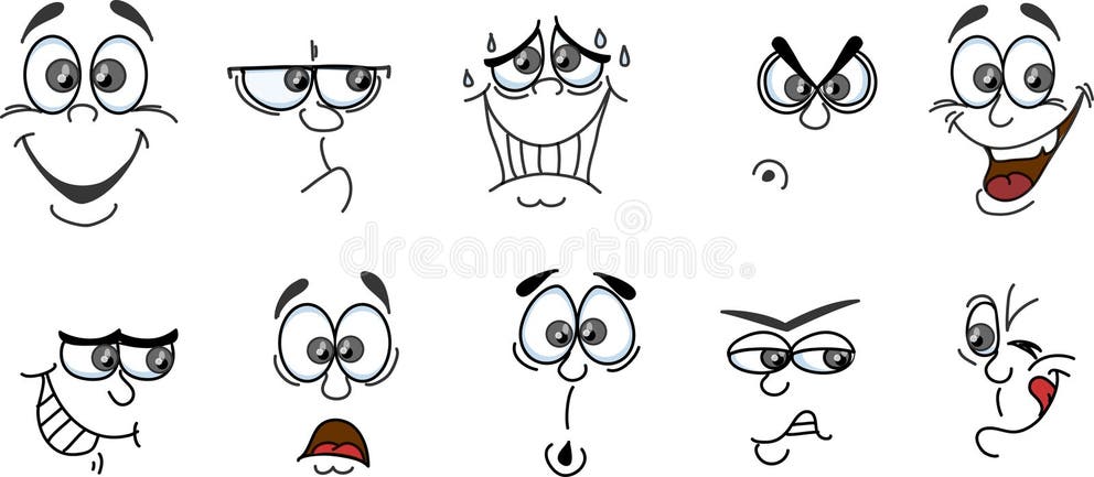 Set of ten faces, vector stock vector. Illustration of expression ...