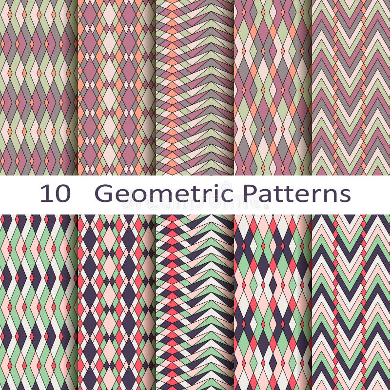 Set of Ten Geometric Patterns Stock Vector - Illustration of modern ...