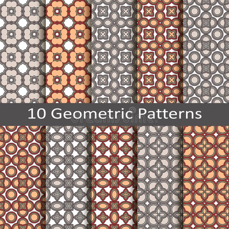 Set of Ten Geometric Patterns Stock Vector - Illustration of geometric ...
