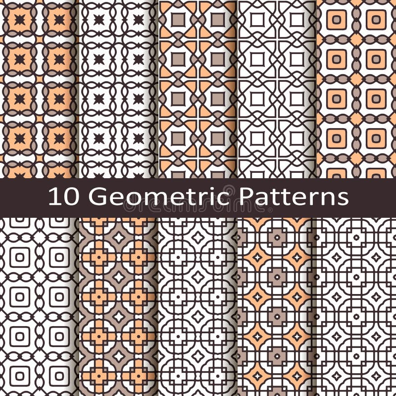 Set of Ten Geometric Patterns Stock Vector - Illustration of modern ...
