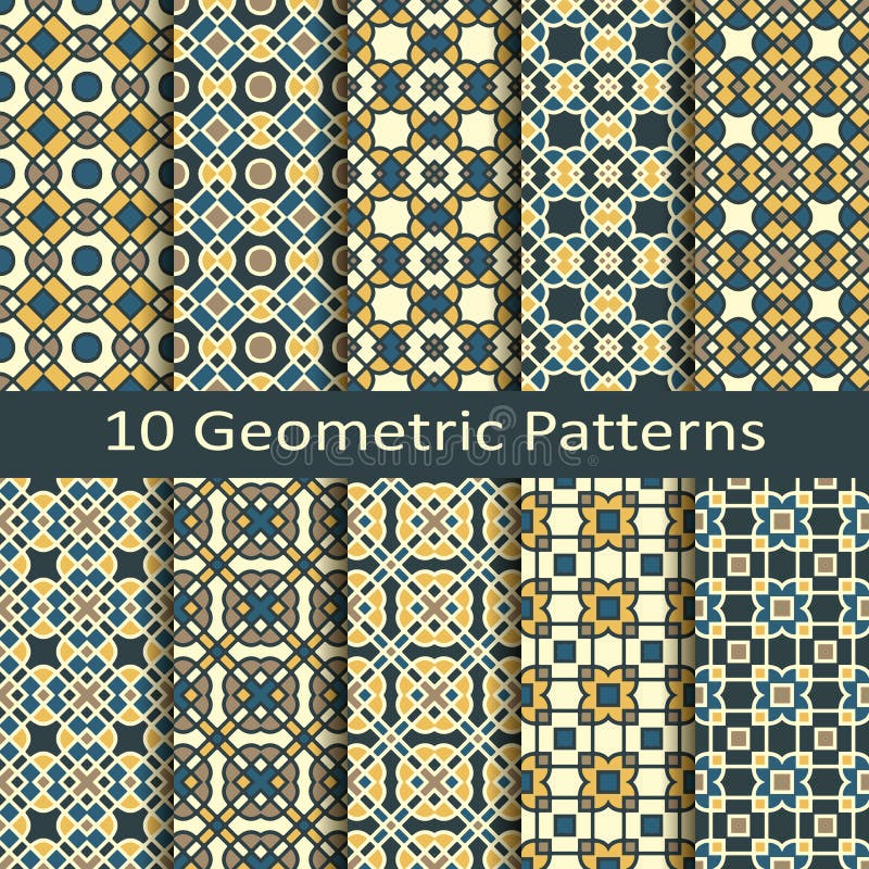 Set of Ten Geometric Patterns Stock Vector - Illustration of texture ...
