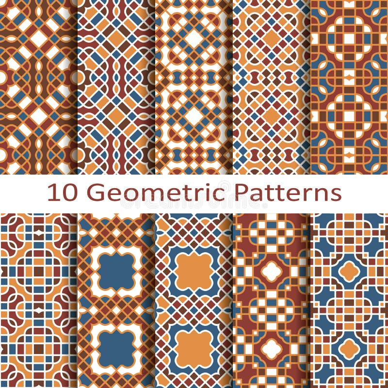 Set of Ten Geometric Patterns Stock Vector - Illustration of celt ...