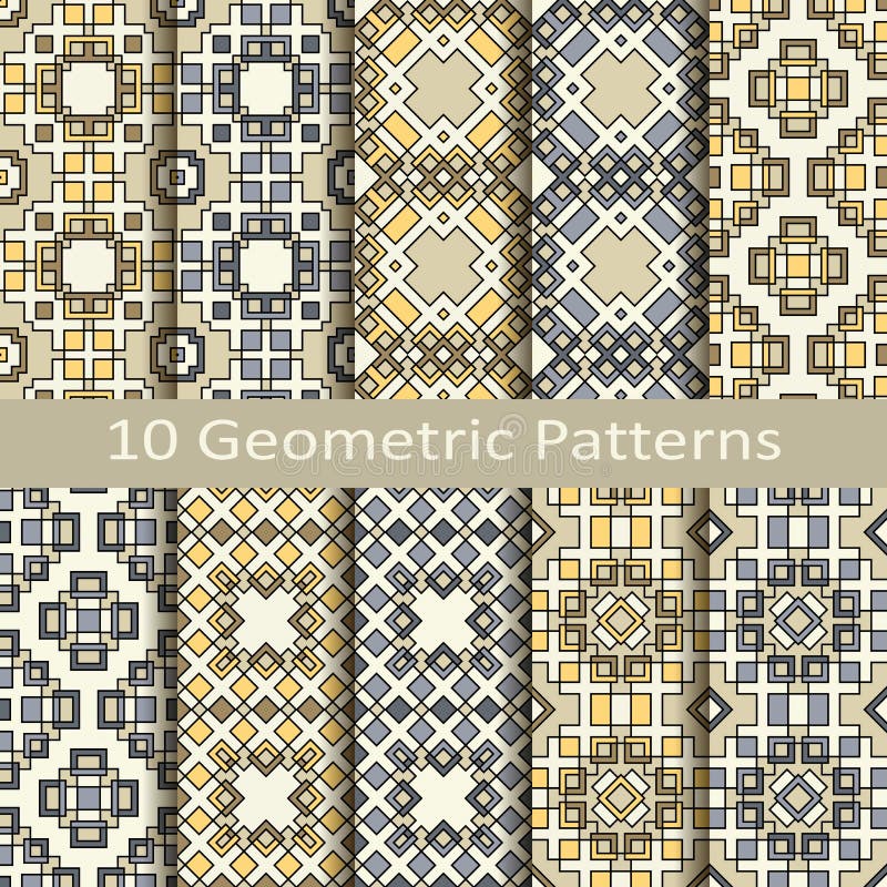 Set of Ten Geometric Patterns Stock Vector - Illustration of circle ...
