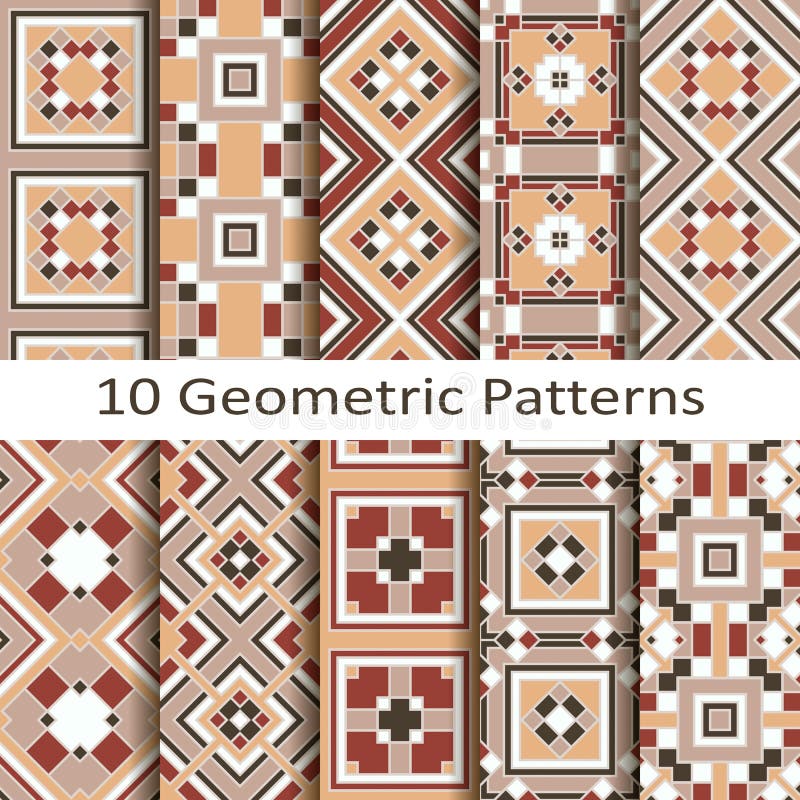 Set of Ten Geometric Patterns Stock Vector - Illustration of modern ...