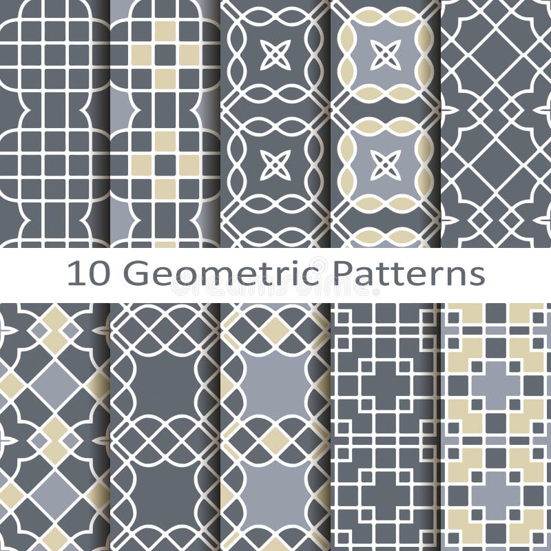Set of Ten Geometric Patterns Stock Vector - Illustration of violet ...