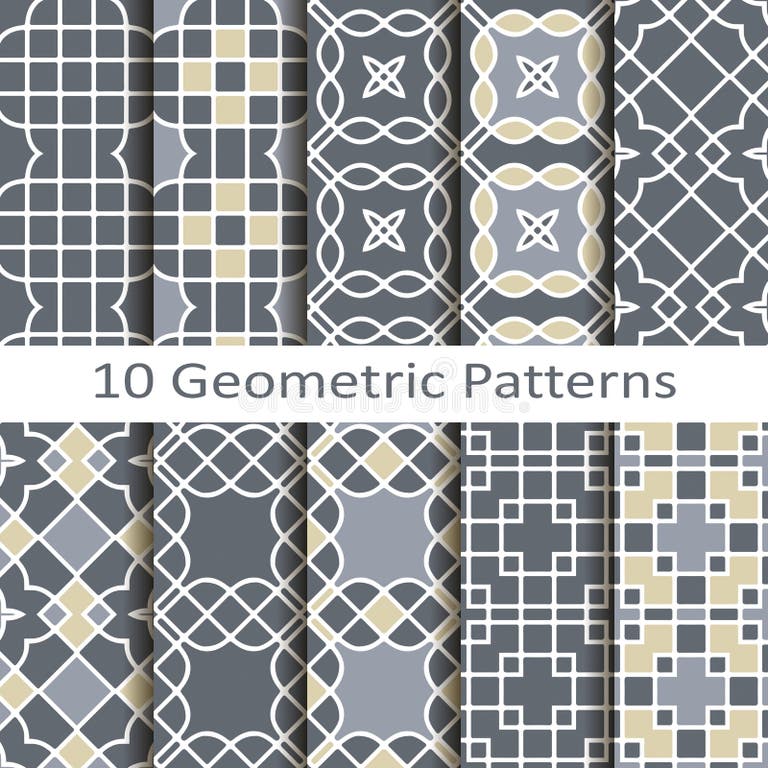Set of Ten Geometric Patterns Stock Vector - Illustration of violet ...