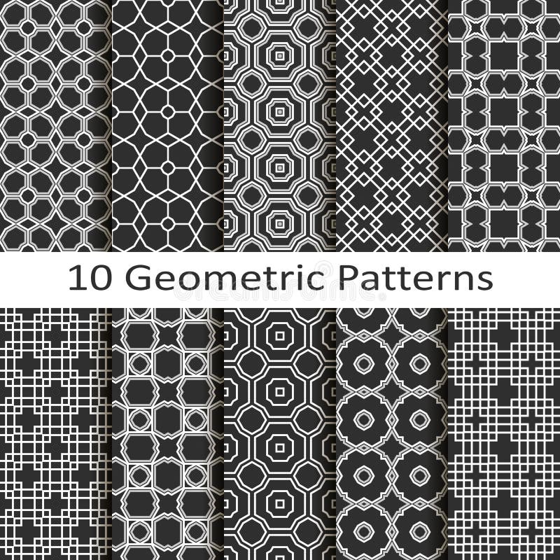 Set of Ten Geometric Patterns Stock Vector - Illustration of modern ...
