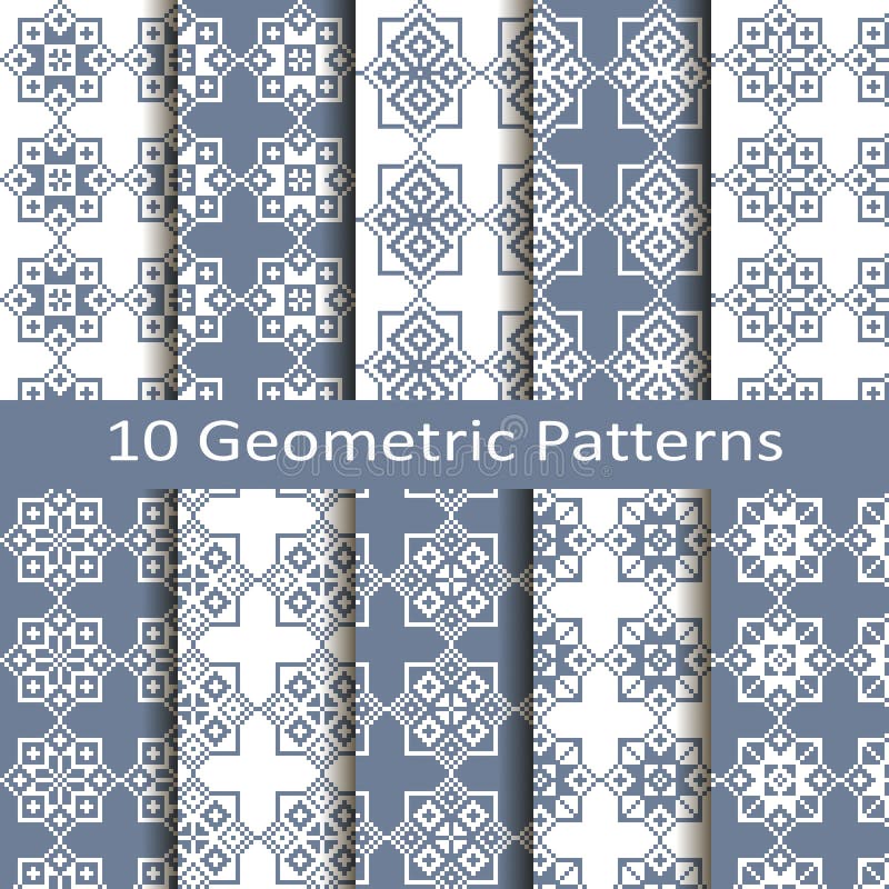 Set of Ten Geometric Patterns Stock Vector - Illustration of design ...