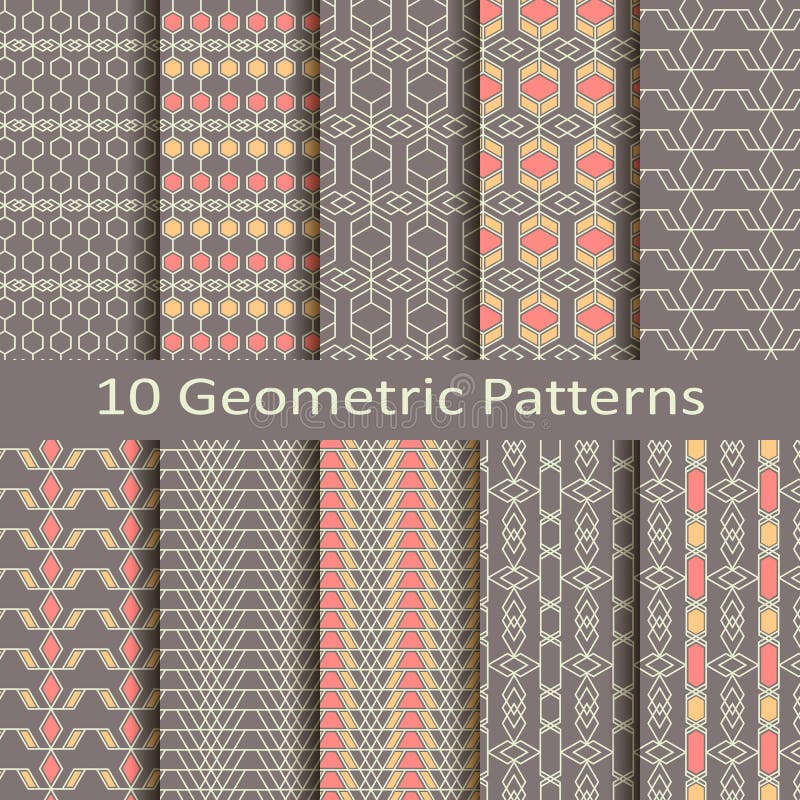 Set of Ten Geometric Patterns Stock Vector - Illustration of decorative ...