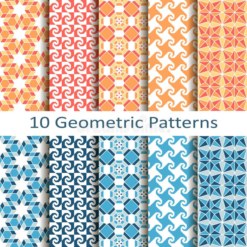 Set of Ten Geometric Patterns Stock Vector - Illustration of vector ...