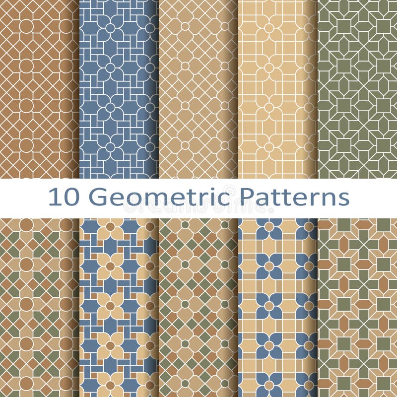 Set of Ten Geometric Patterns Stock Vector - Illustration of vintage ...