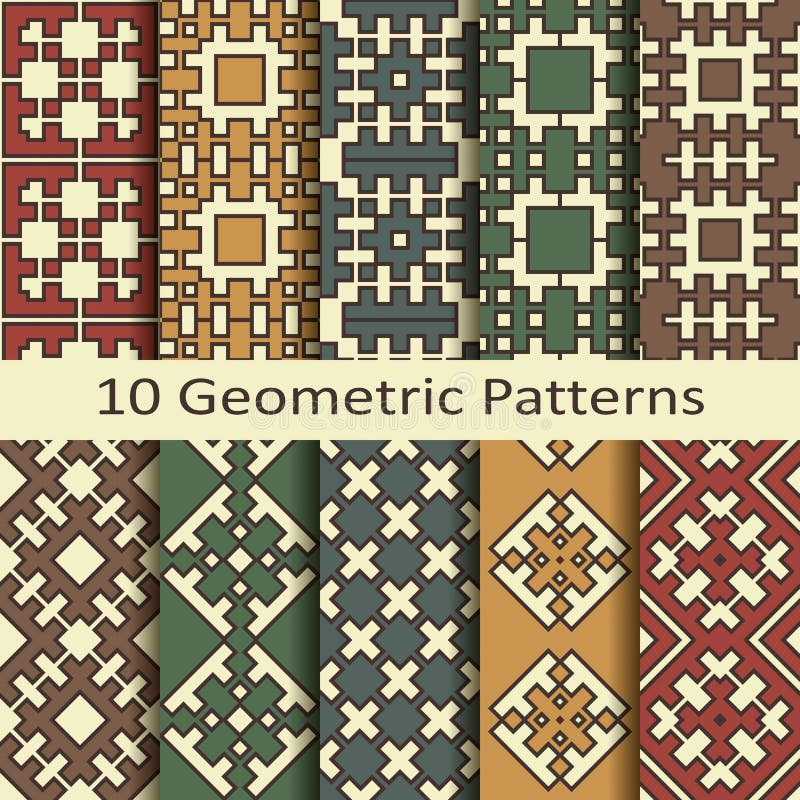 Set of Ten Geometric Patterns Stock Vector - Illustration of celtic ...