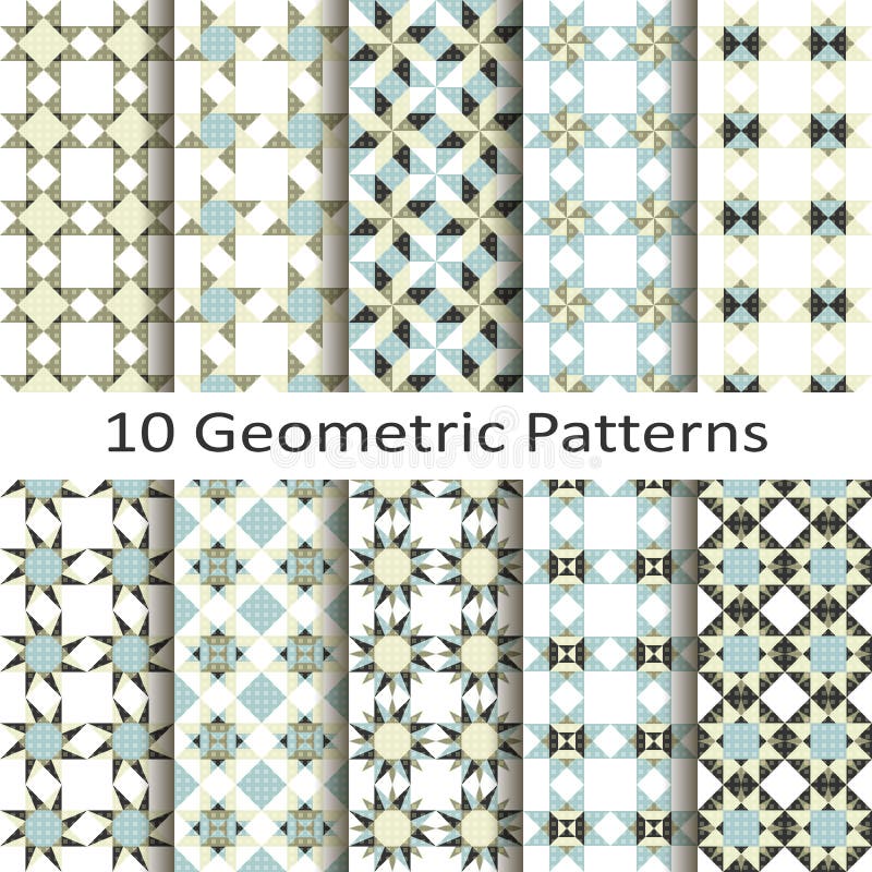 Set of Ten Geometric Patterns Stock Vector - Illustration of print ...