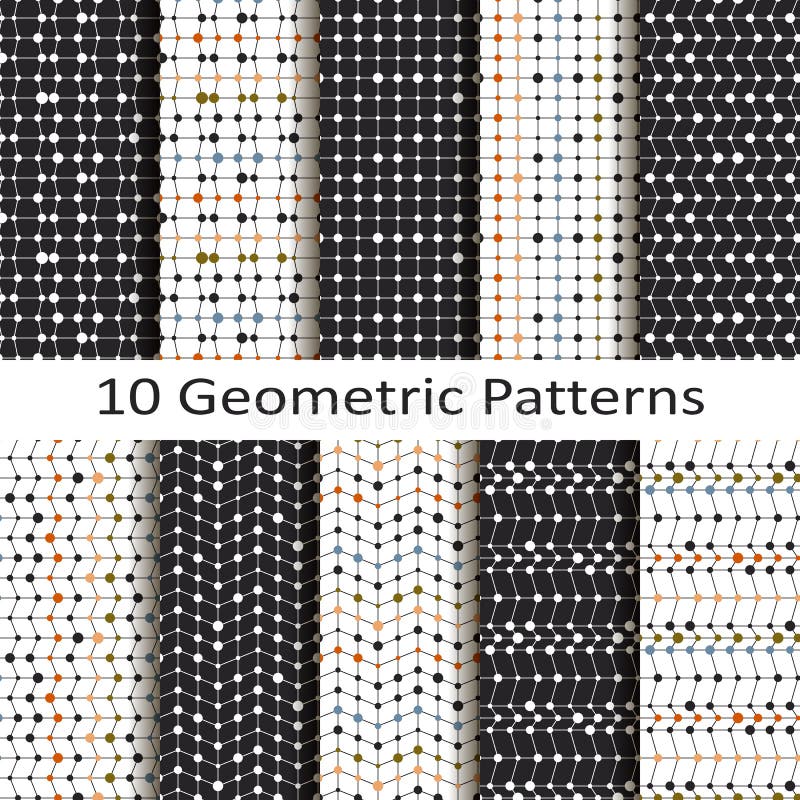 Set of Ten Geometric Patterns Stock Vector - Illustration of patterns ...