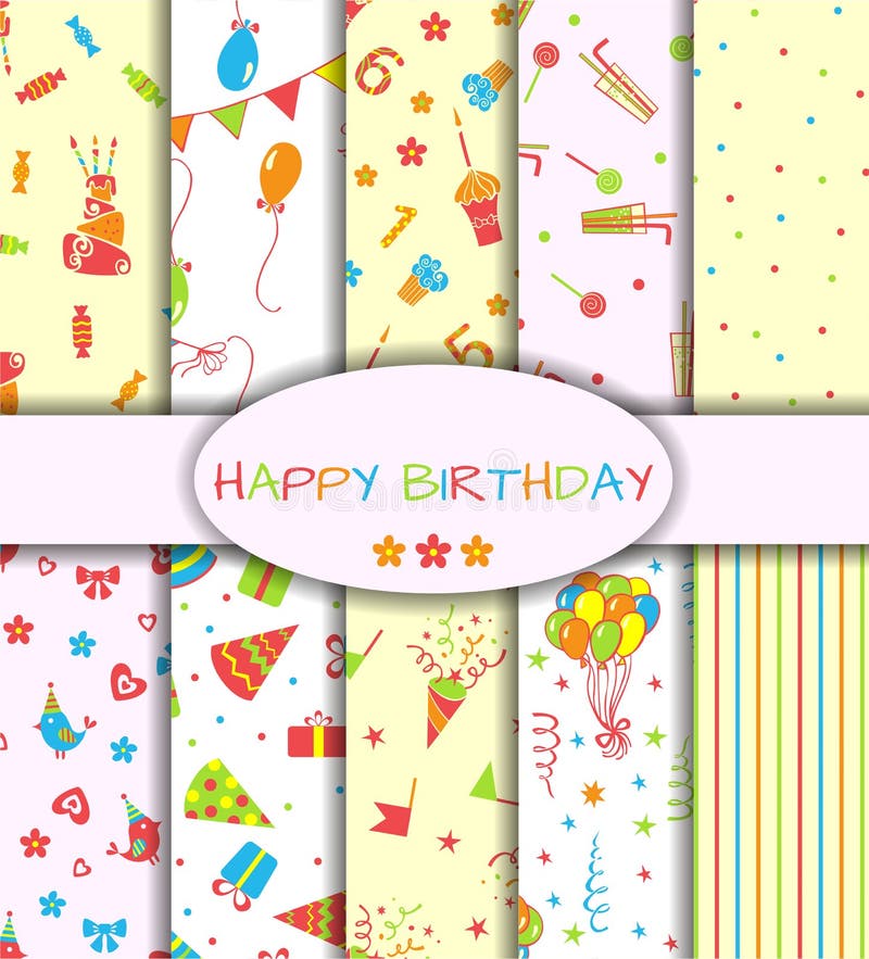 Happy Birthday pattern stock vector. Illustration of heart - 32680986
