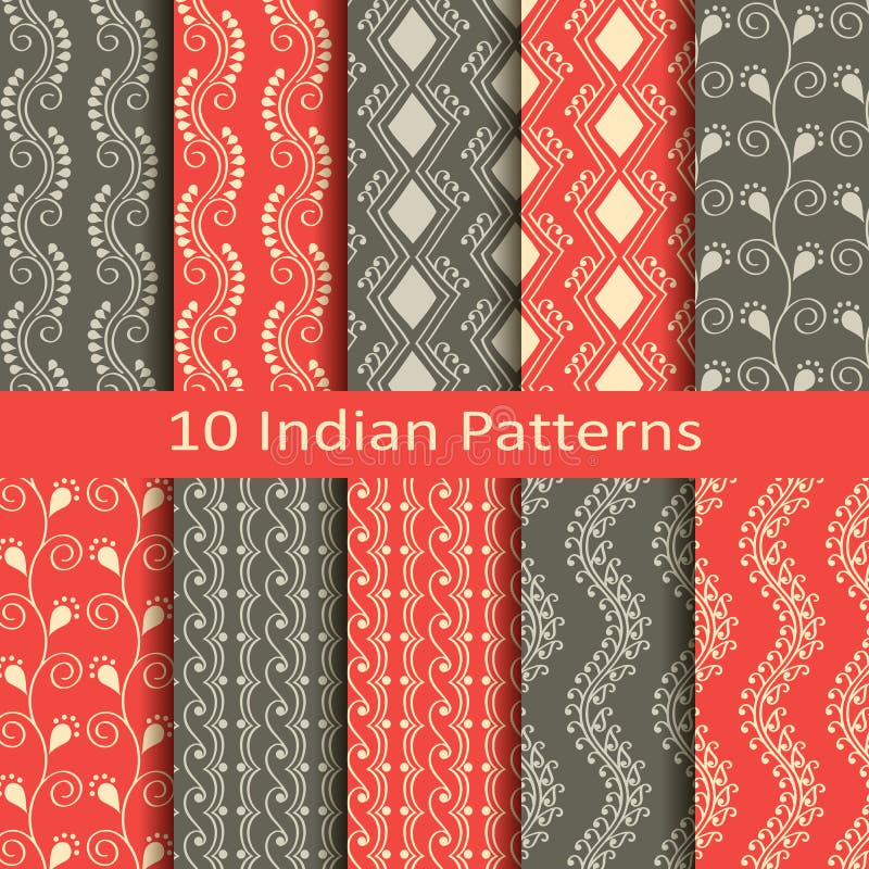Set of ten indian patterns stock vector. Illustration of retro - 47861763