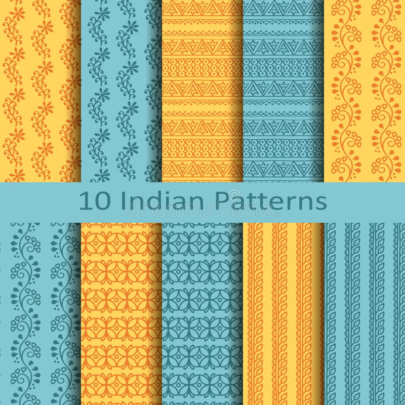Set of ten indian patterns stock vector. Illustration of retro - 47899440