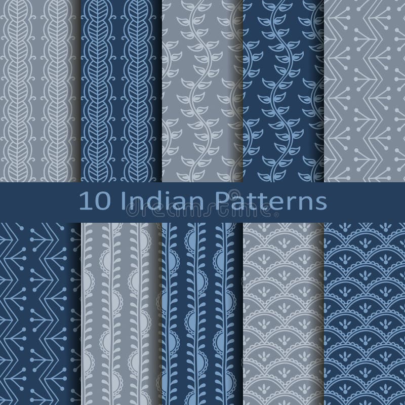 Set of ten indian patterns stock vector. Illustration of indian - 48390358