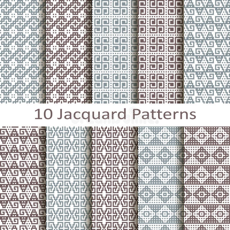 Set of Ten Jacquard Patterns Stock Vector - Illustration of geometric ...