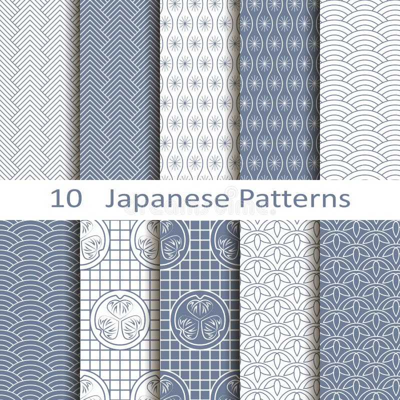 Set of Ten Japanese Patterns Stock Vector - Illustration of japan ...