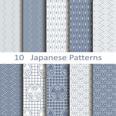 Set of Ten Japanese Patterns Stock Vector - Illustration of japan ...